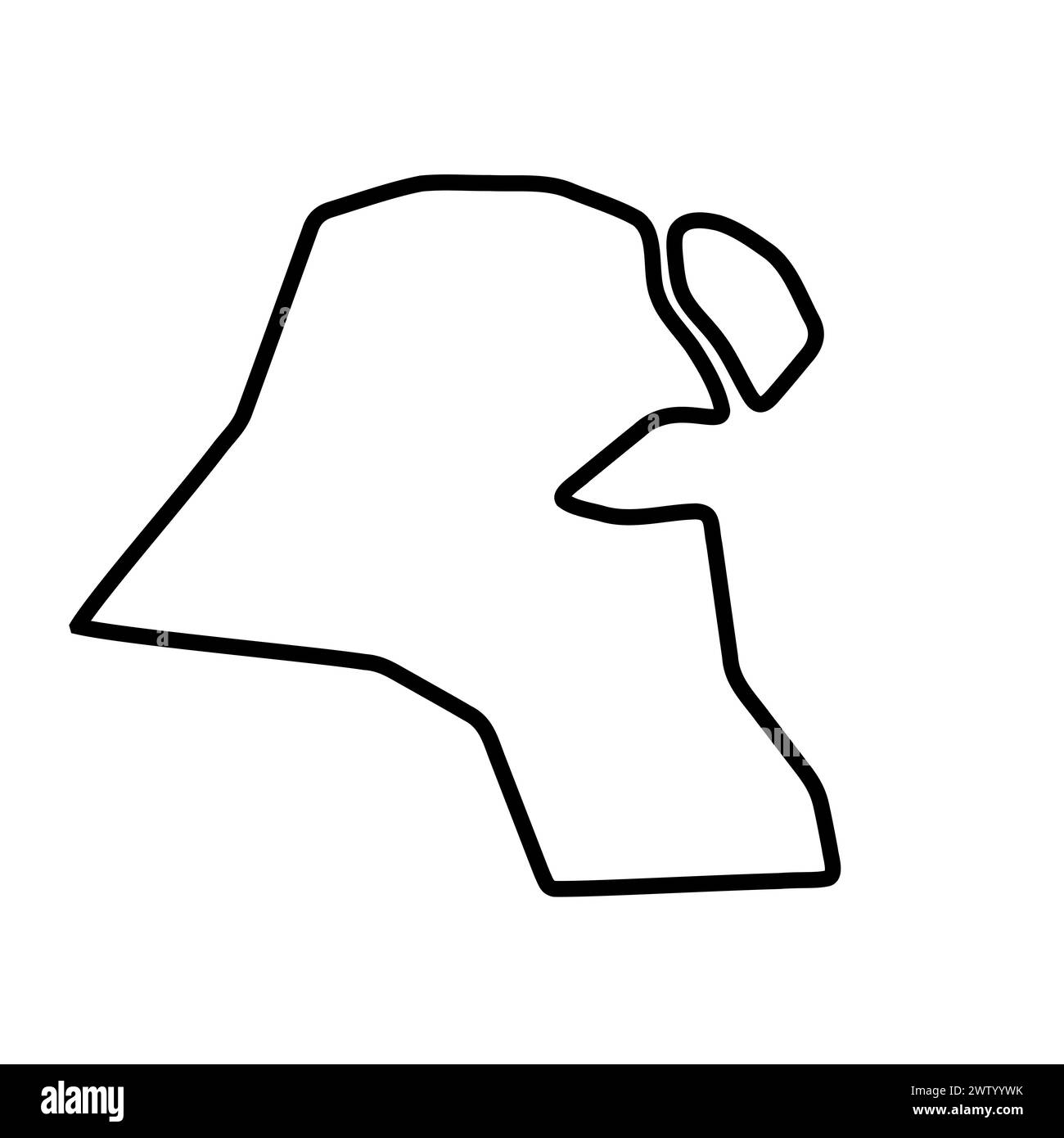 Kuwait country simplified map. Thick black outline contour. Simple ...