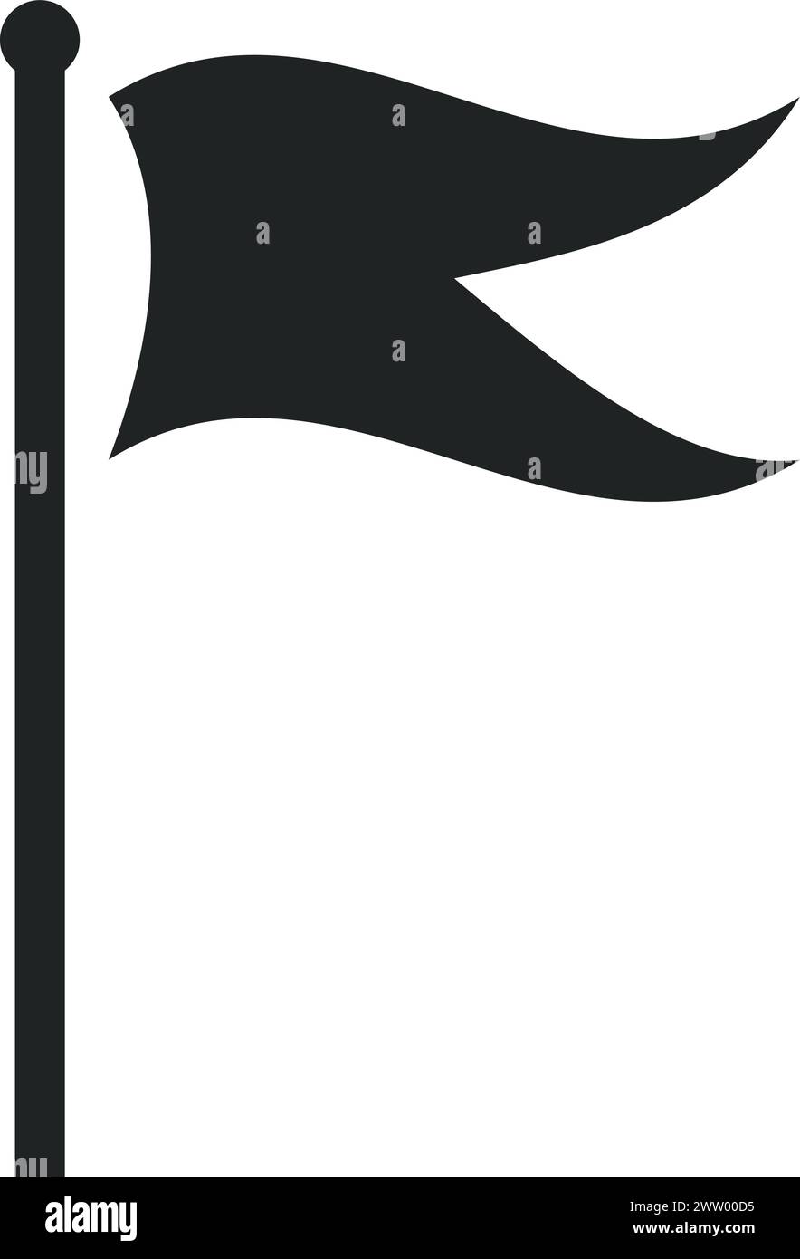 Waving flag black symbol. Vintage pennant pole Stock Vector Image & Art ...