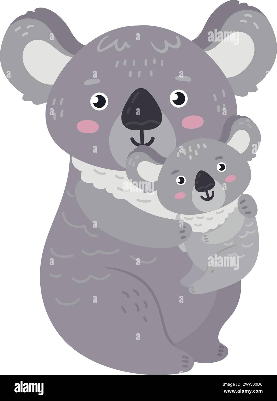 Mom koala hugging baby. Cute parent character Stock Vector Image & Art ...