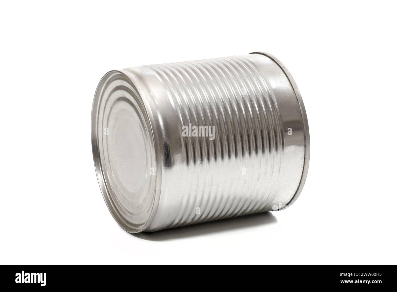 Tin can isolated on white background, mock up for design. Side view ...