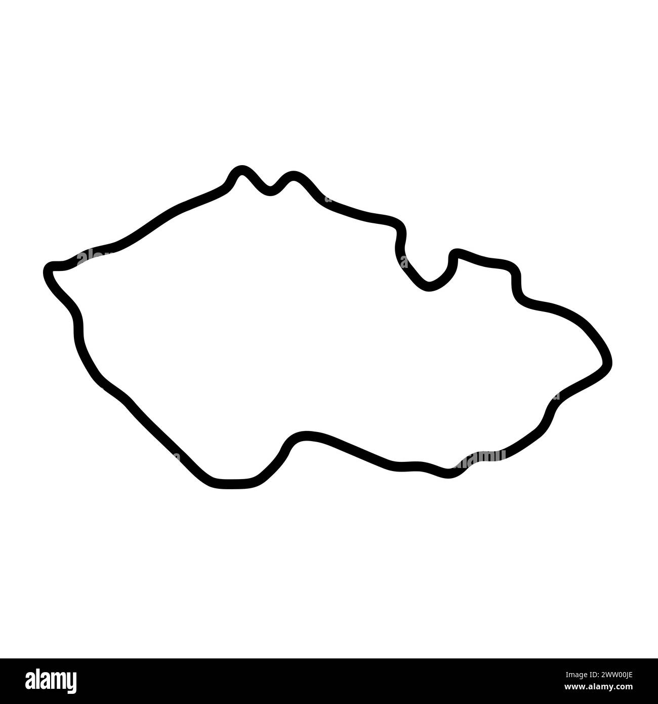 Czech Republic country simplified map. Thick black outline contour ...