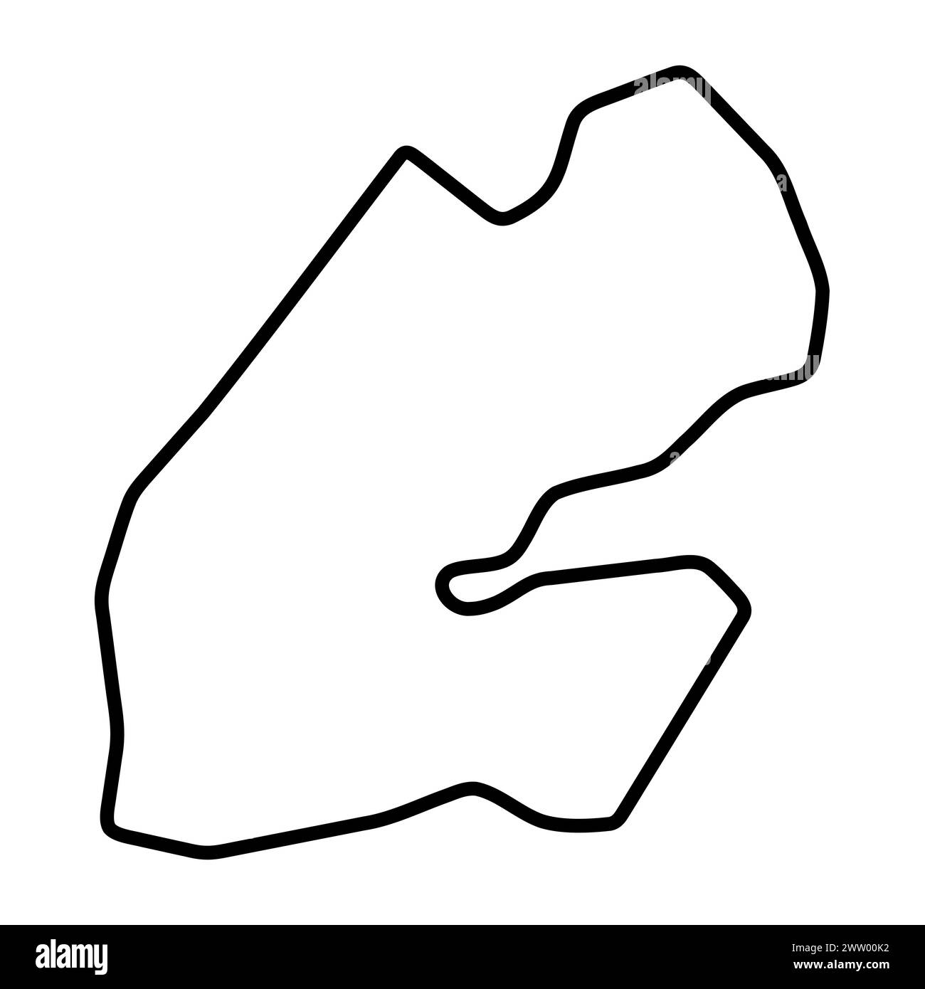 Djibouti country simplified map. Thick black outline contour. Simple ...
