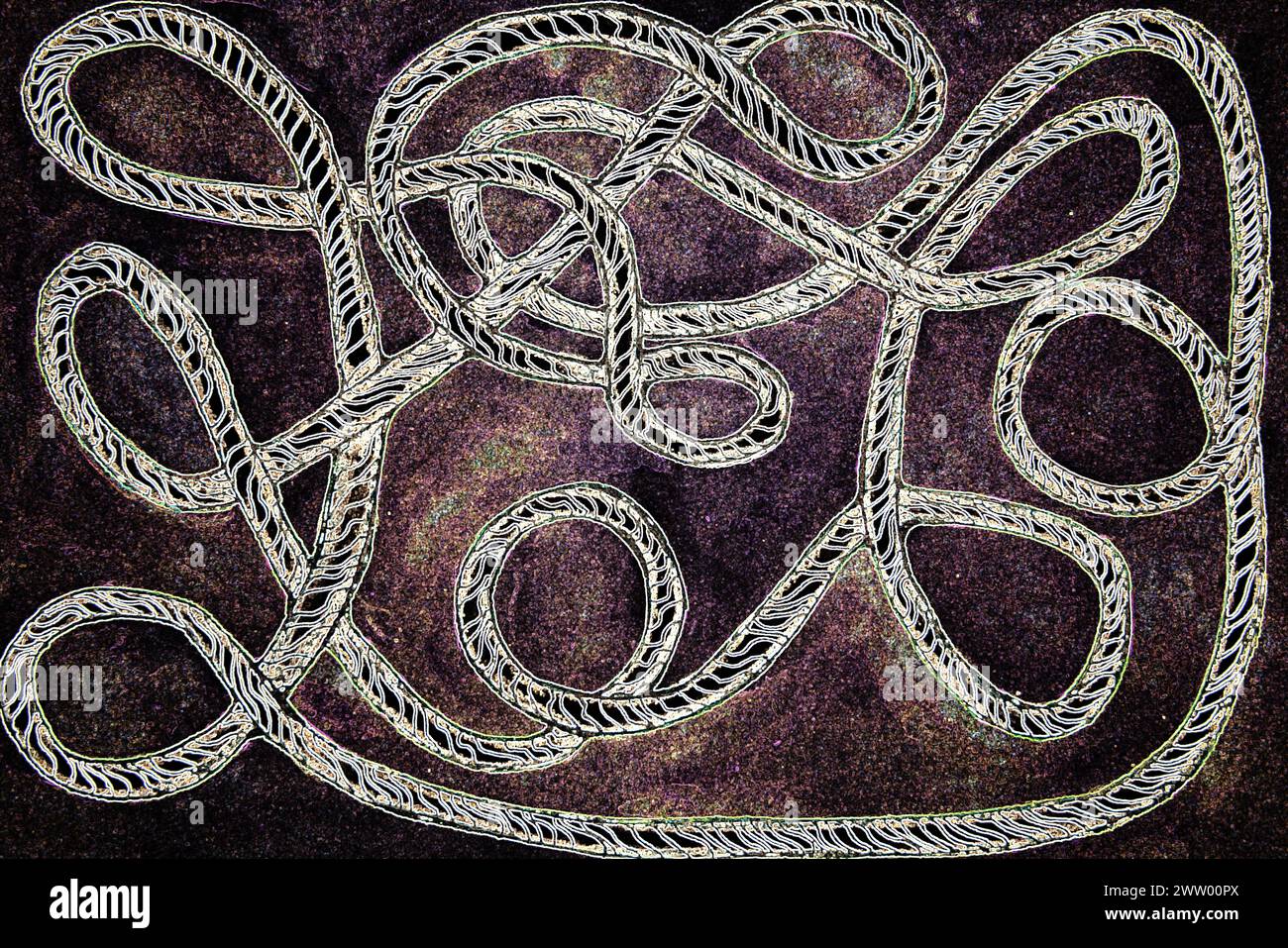 Abstract rope with universe background. The dabbing technique near the ...