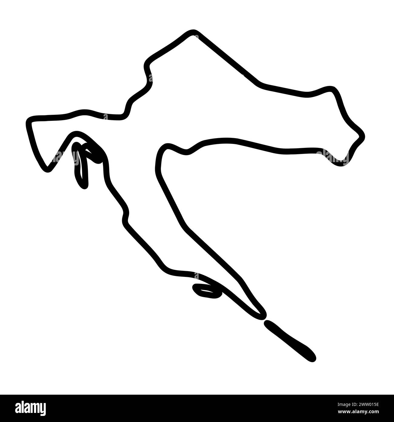 Croatia country simplified map. Thick black outline contour. Simple ...