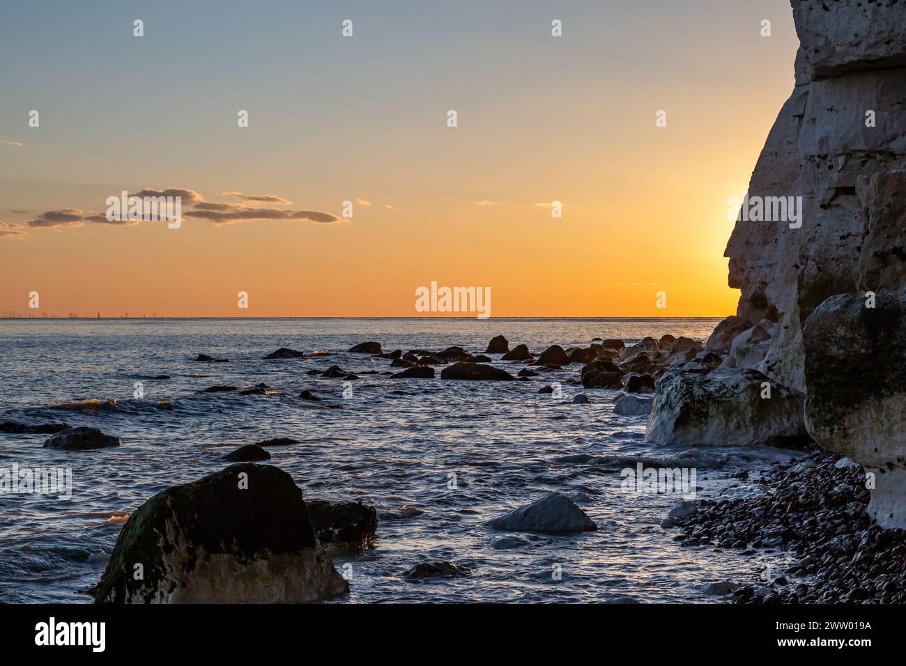 Sunset at Hope Gap on the Sussex coast Stock Photo - Alamy
