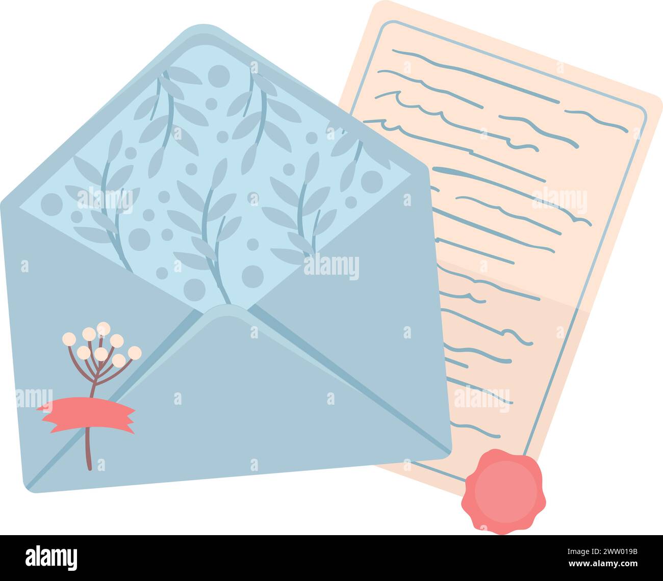 Handwritten letter and paper envelope. Cute mail message Stock Vector ...