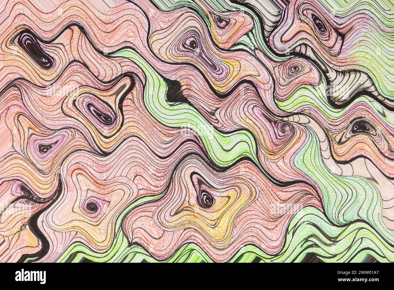 Abstract multi colored forms doodle. The dabbing technique near the ...