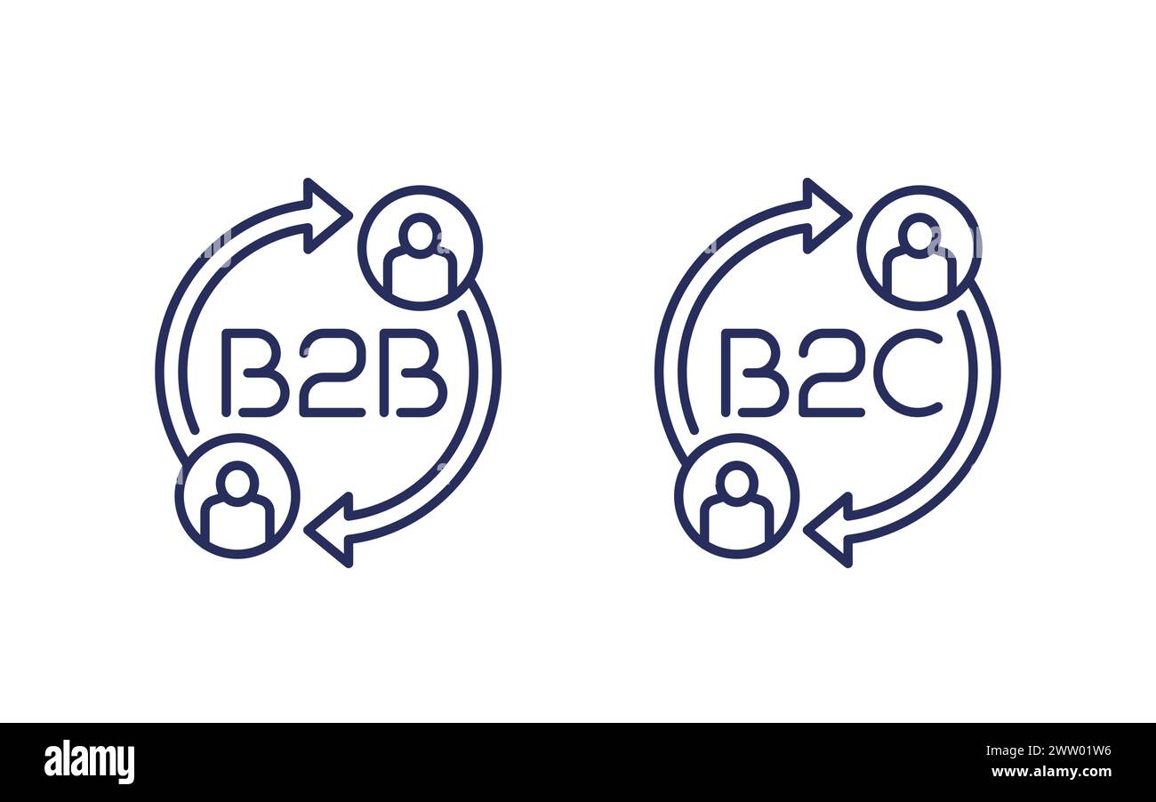 B2b And B2c Line Icons On White Stock Vector Image And Art Alamy