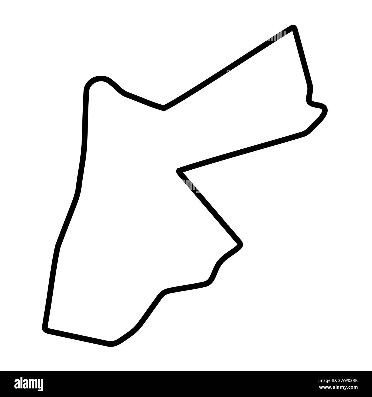 Jordan country simplified map. Thick black outline contour. Simple vector icon Stock Vector ...