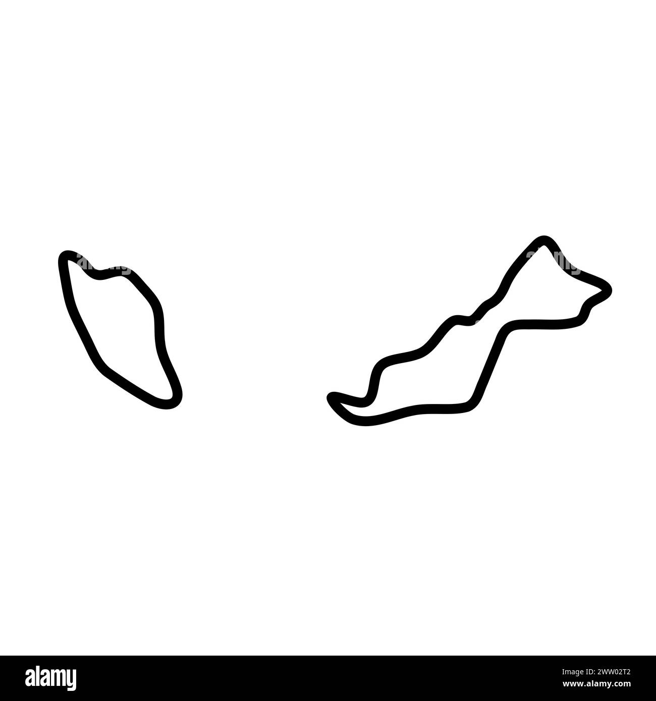 Malaysia Country Simplified Map Thick Black Outline Contour Simple