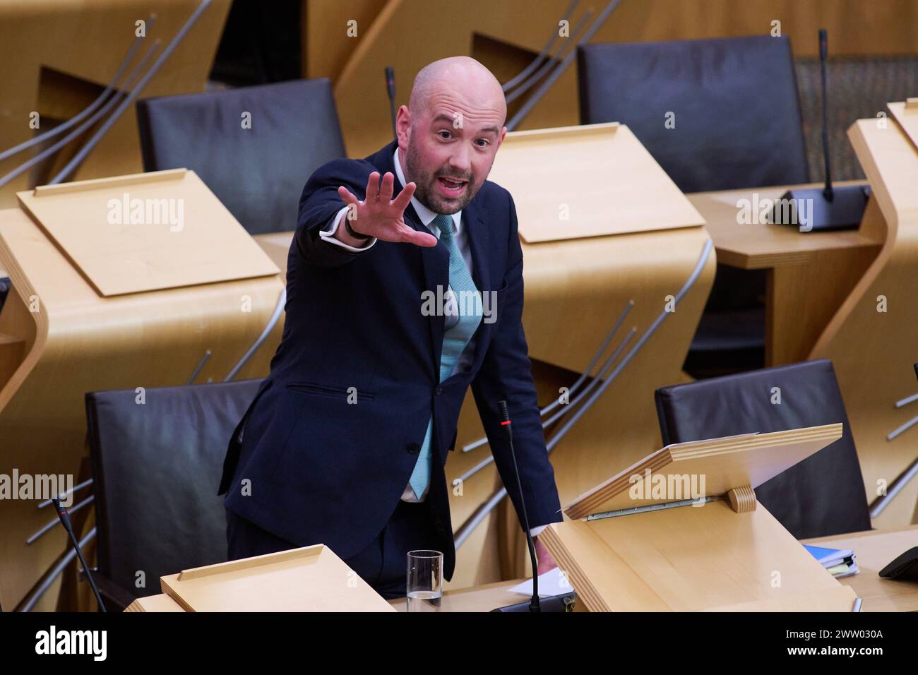 Edinburgh Scotland, UK 20 March 2024. Ben Macpherson MSP at the ...