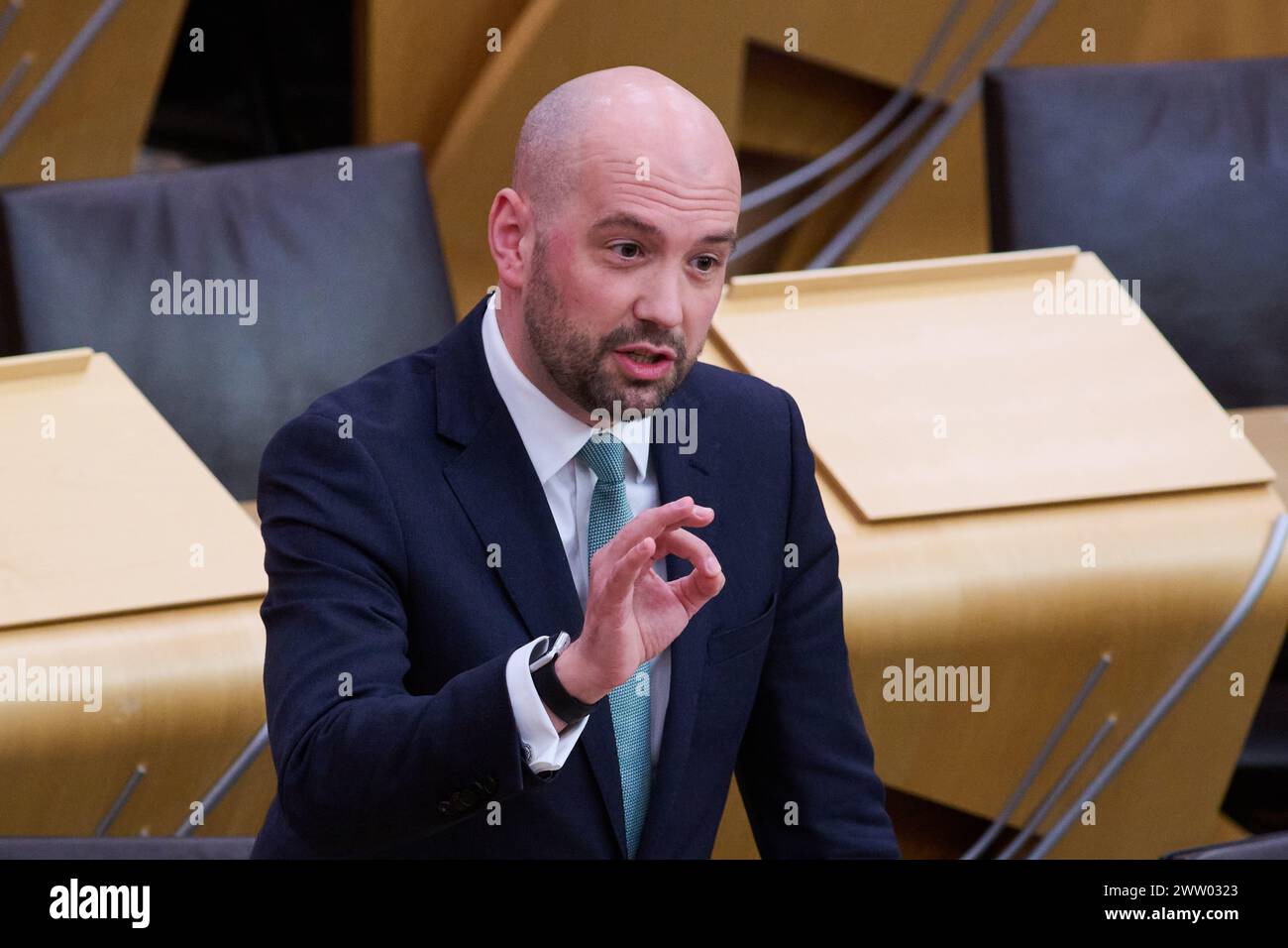 Edinburgh Scotland, UK 20 March 2024. Ben Macpherson MSP at the ...