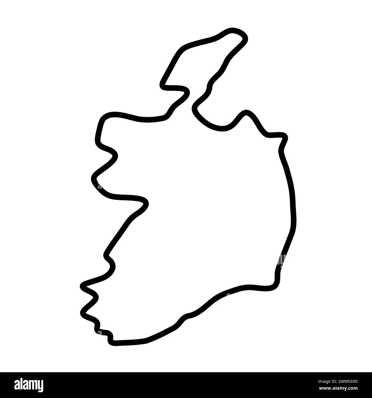 Ireland country simplified map. Thick black outline contour. Simple ... Ireland country simplified map. Thick black outline contour. Simple ...