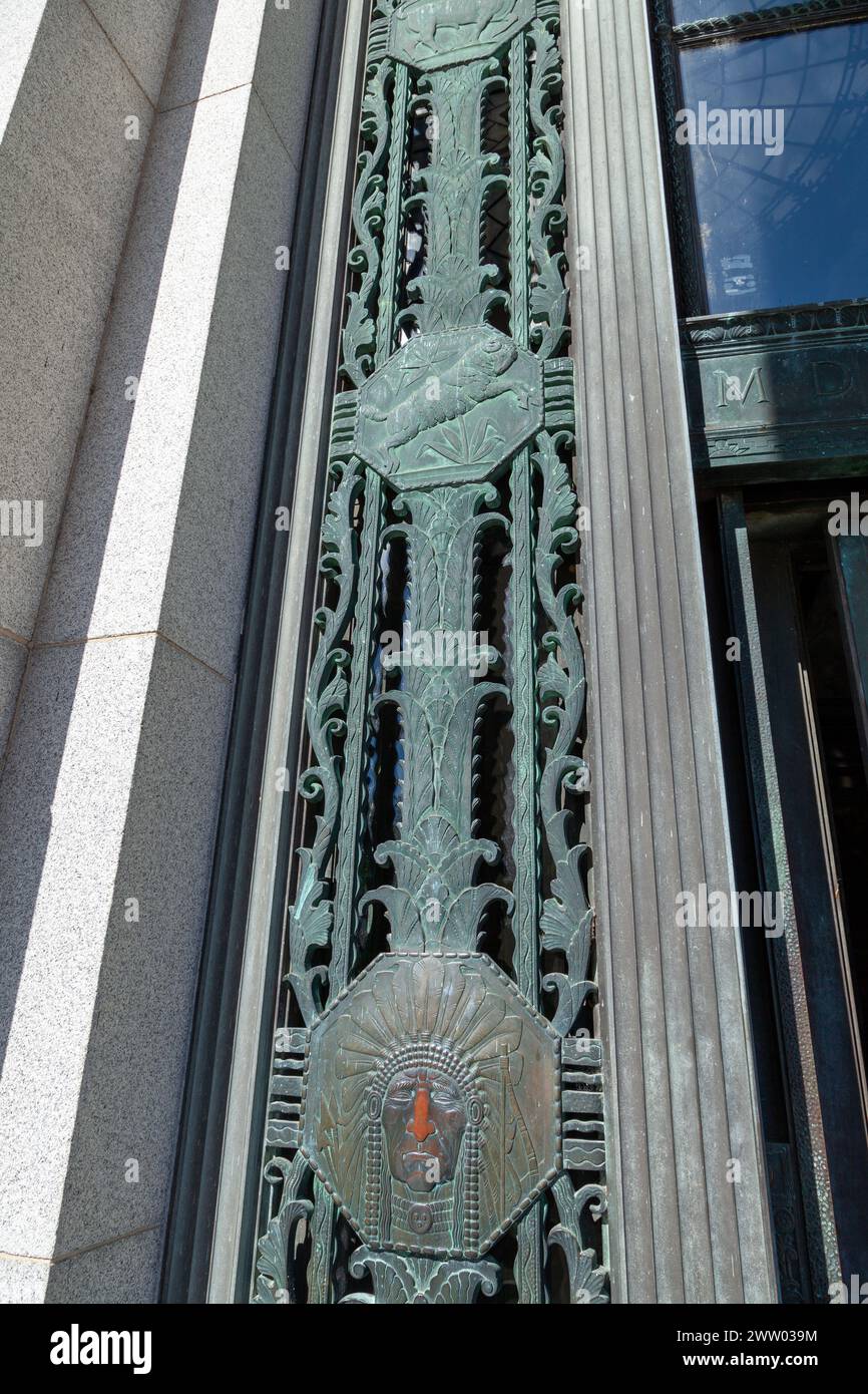 An ornate door on the George Rogers Clark rotunda in Vincennes, Indiana ...