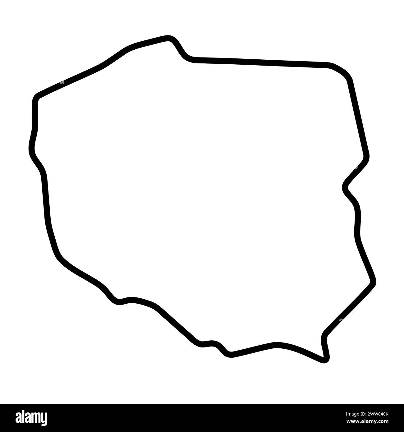 Poland country simplified map. Thick black outline contour. Simple ...