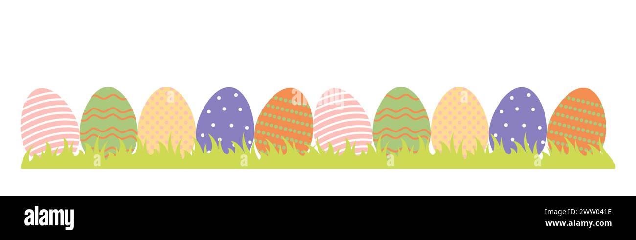 Happy Easter eggs on lawn banner. Colorful easter horizontal background ...