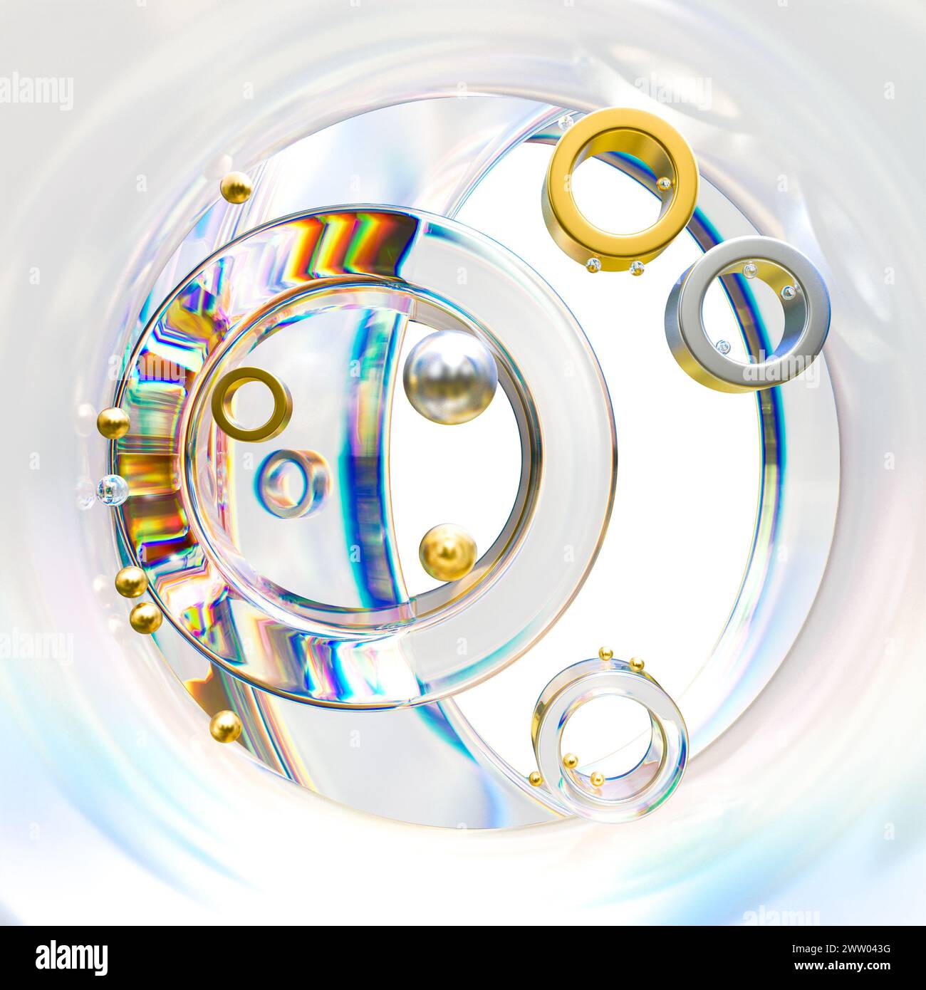 Digital art image featuring reflective 3d circles and spheres in a ...