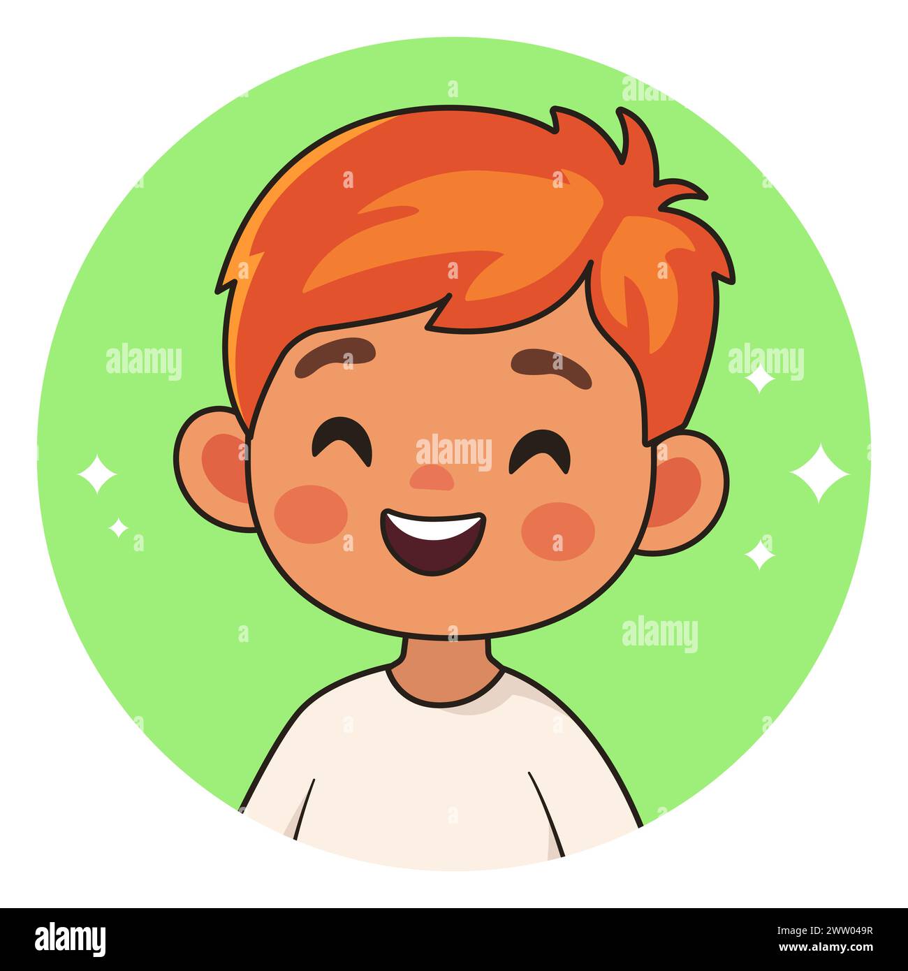 Smiling red-haired boy. Happy child. Avatar for social networks. Vector ...
