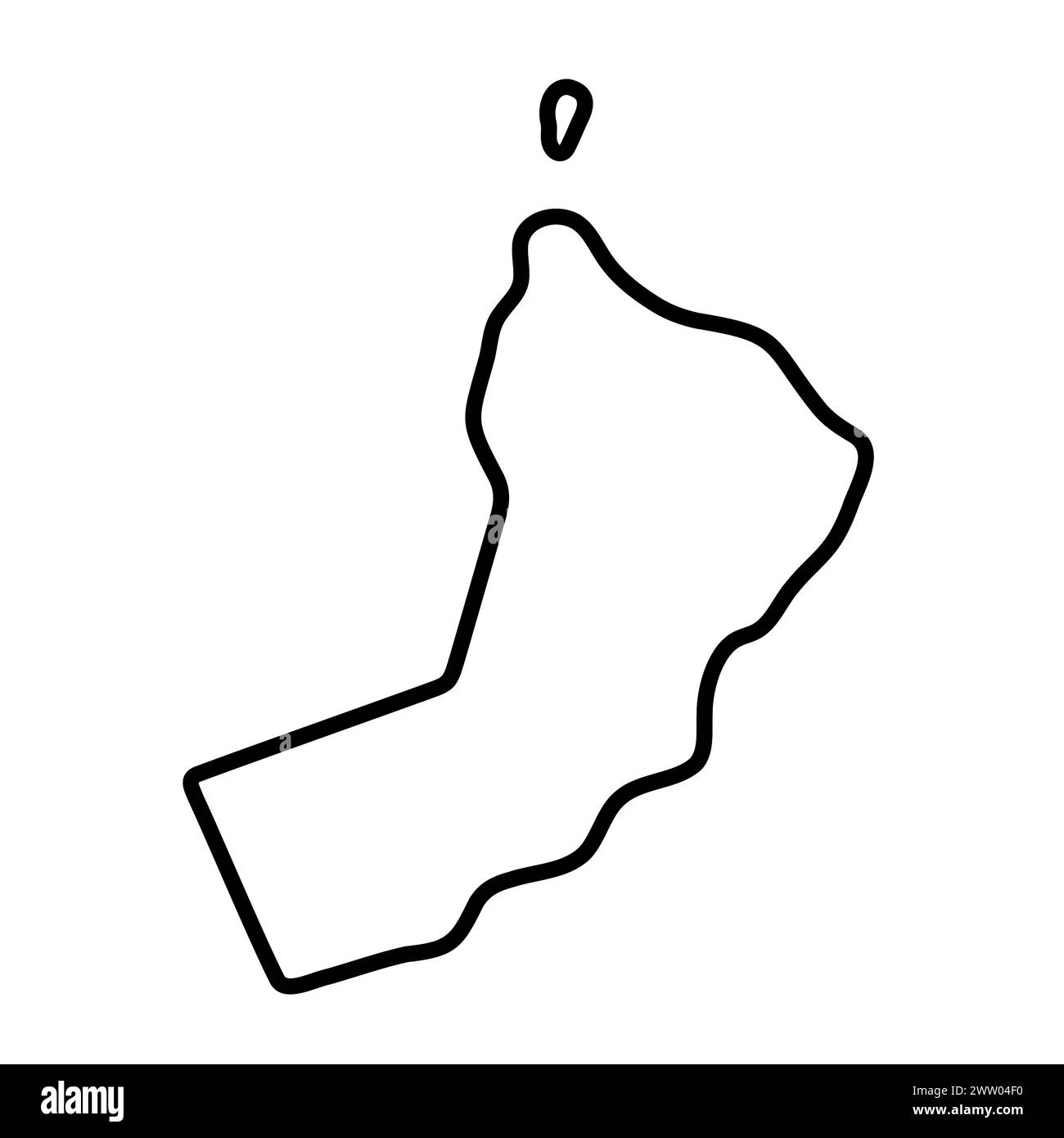 Oman country simplified map. Thick black outline contour. Simple vector ...