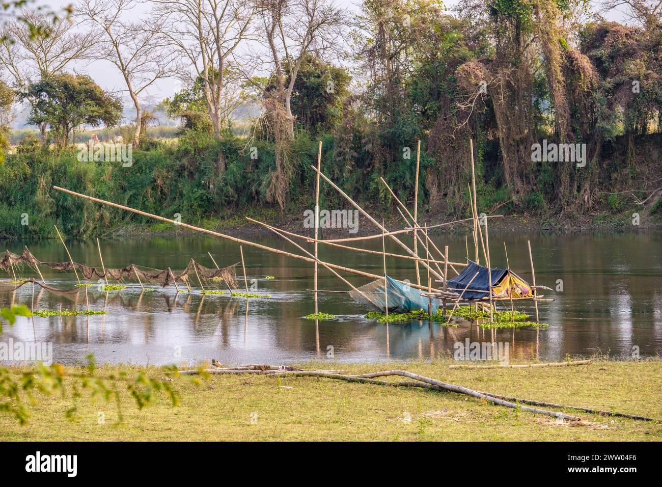 Traditional fishing techniques on Majuli Island, Assam, India Stock ...