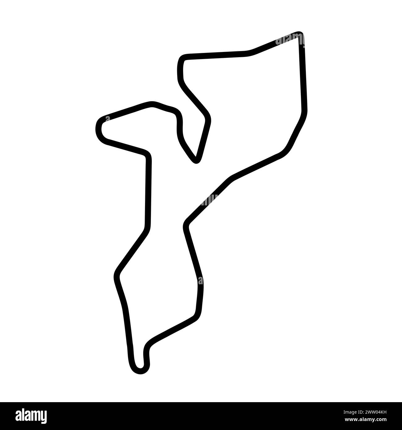 Mozambique country simplified map. Thick black outline contour. Simple ...