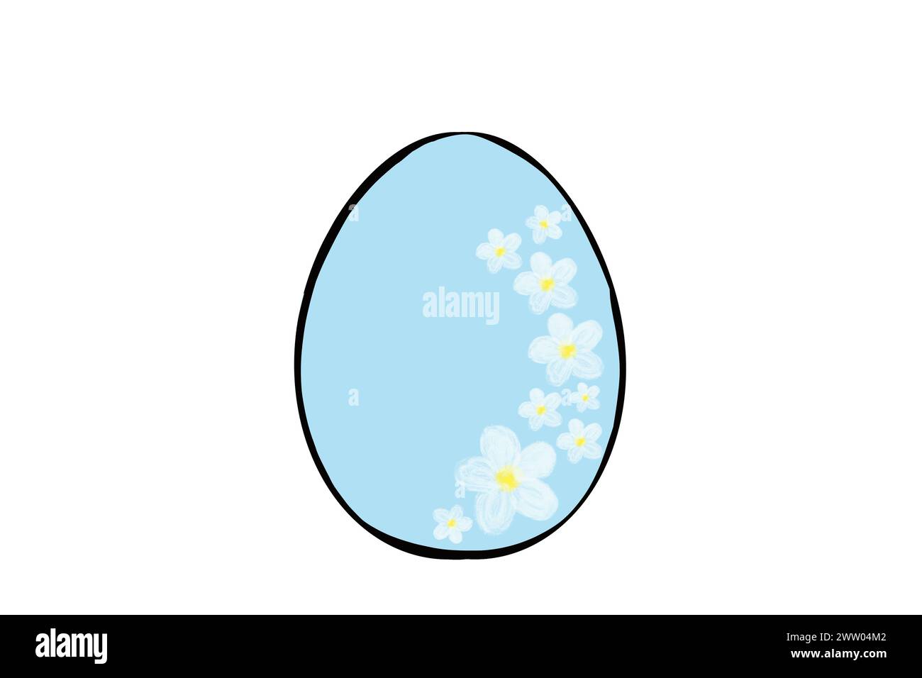 Blue easter egg with daisies icon illustration Stock Photo - Alamy