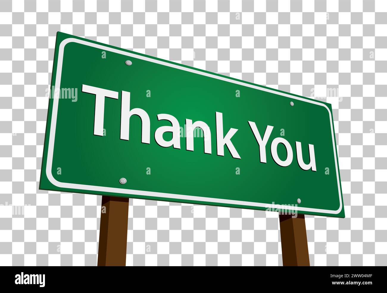 Thank You Green Road Sign Vector Illustration on a Transparent ...