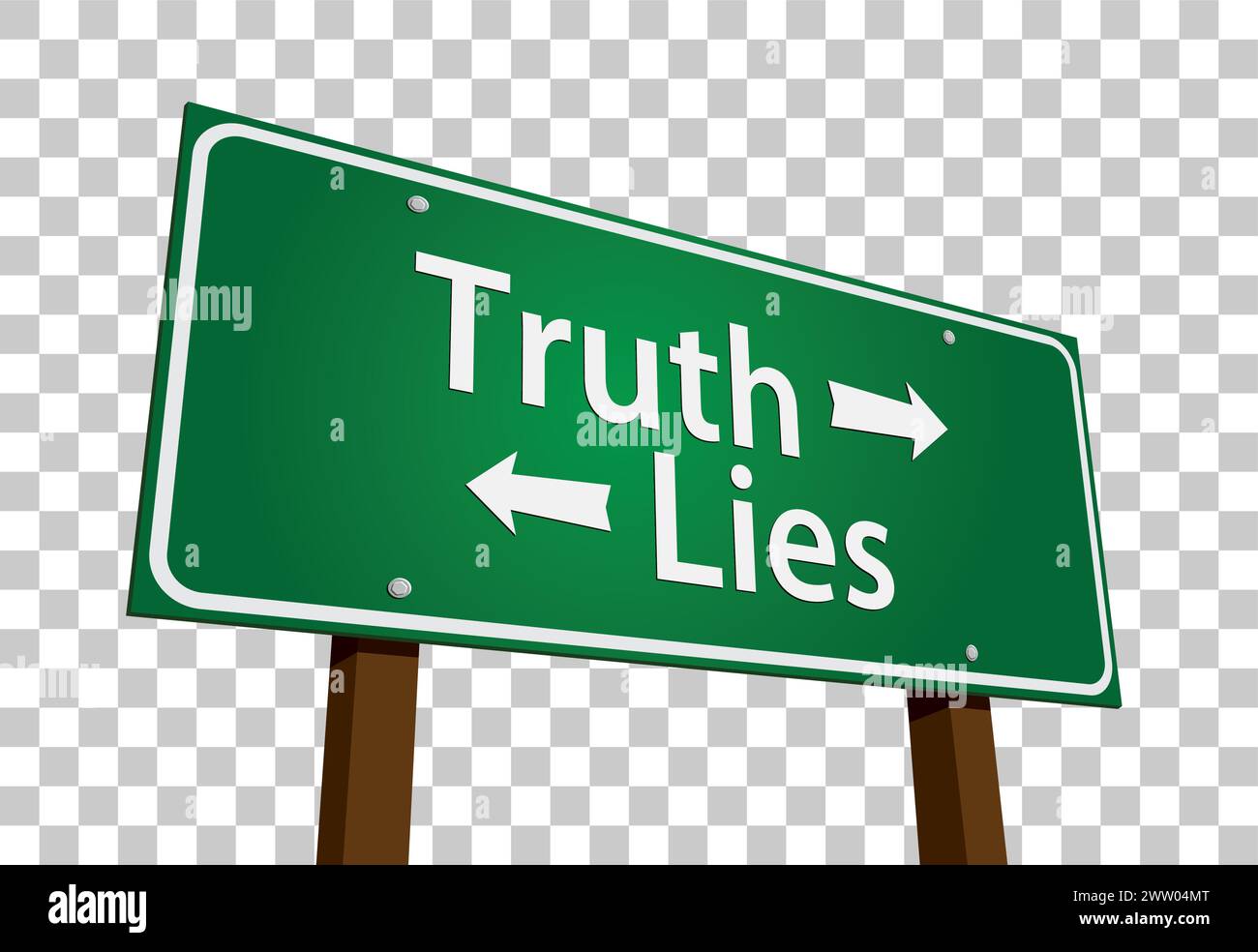 Truth, Lies Green Road Sign Vector Illustration on a Transparent ...