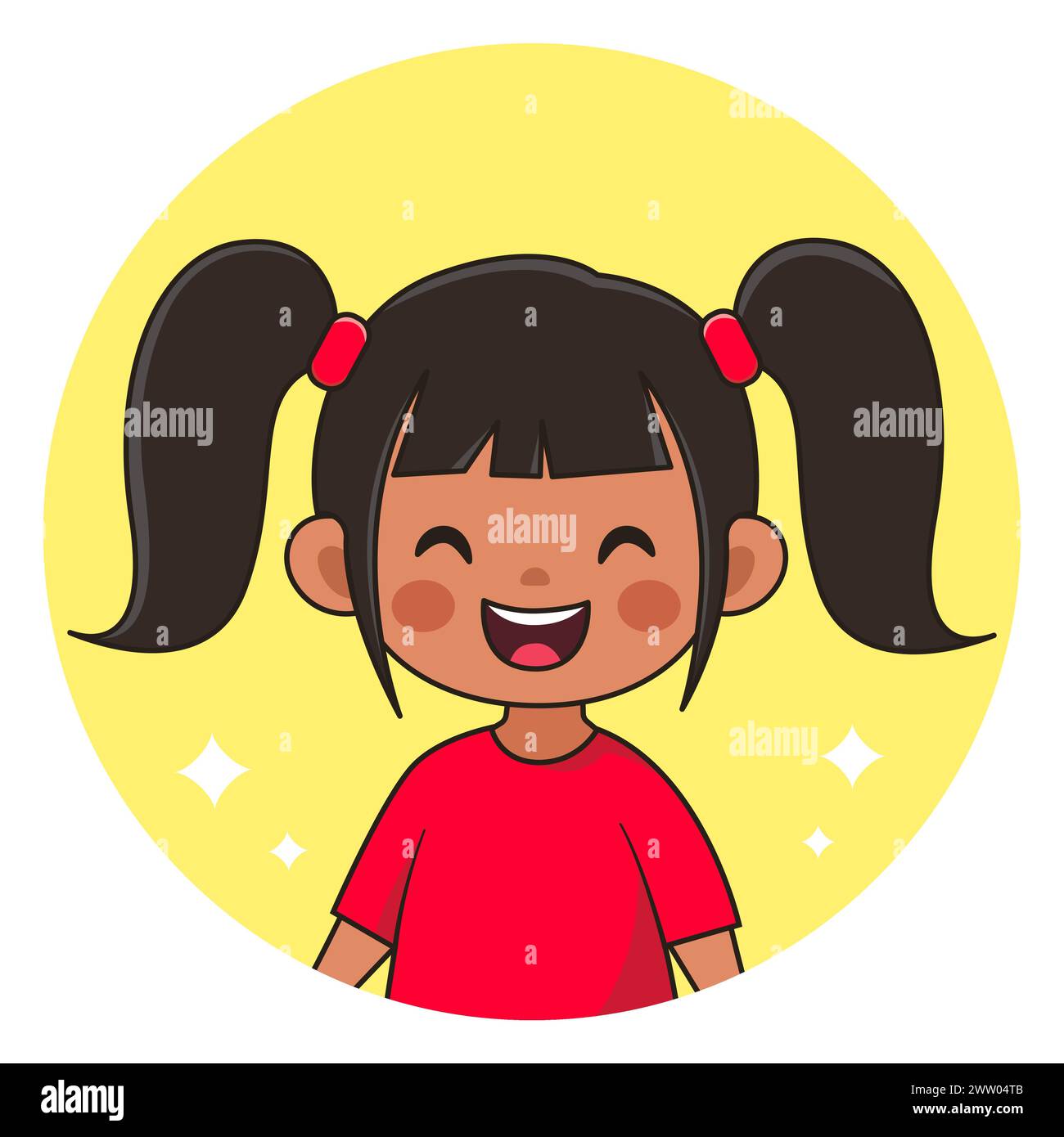 Smiling Chinese girl. Happy child. Avatar for social networks. Vector ...