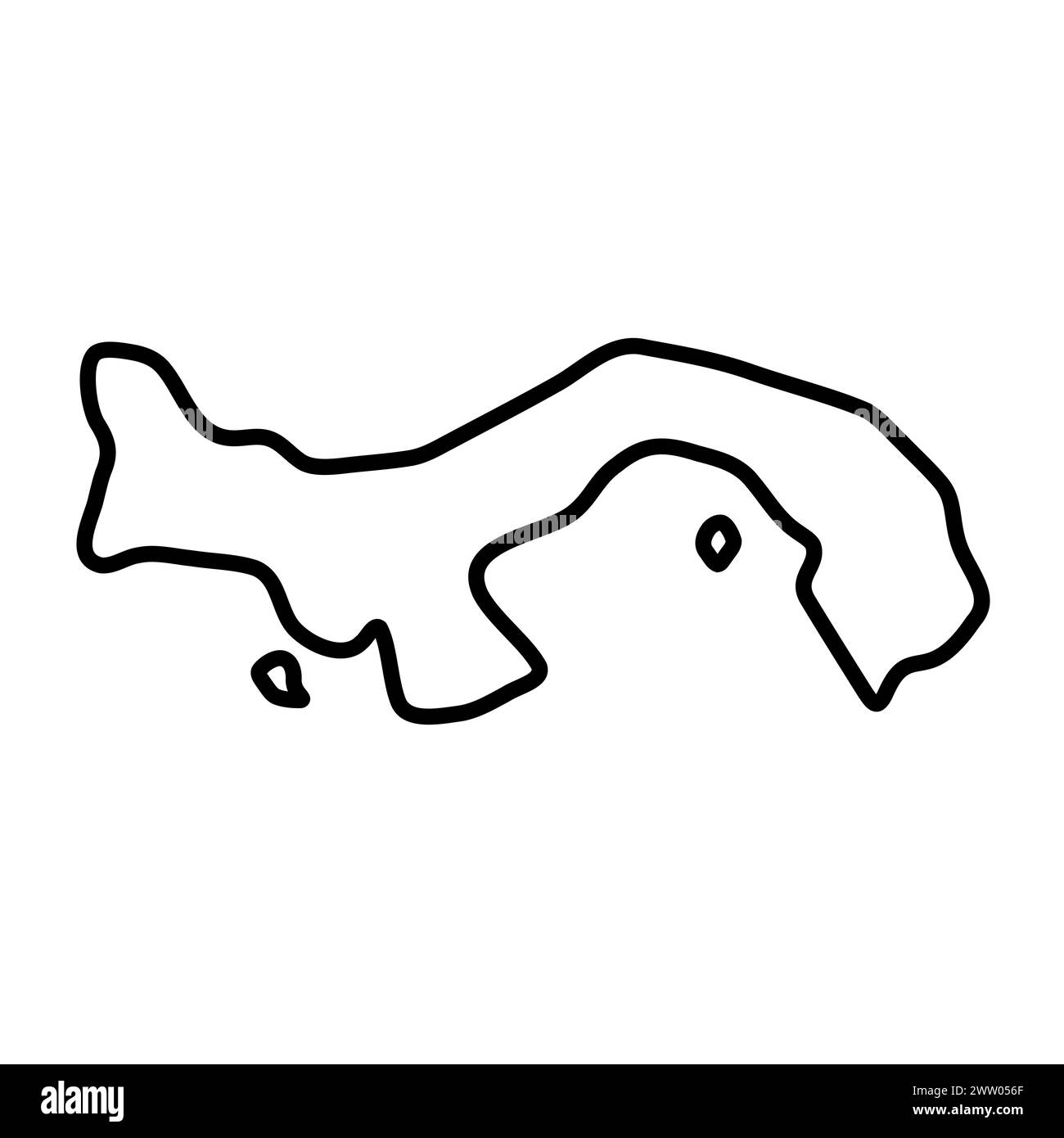 Panama country simplified map. Thick black outline contour. Simple ...