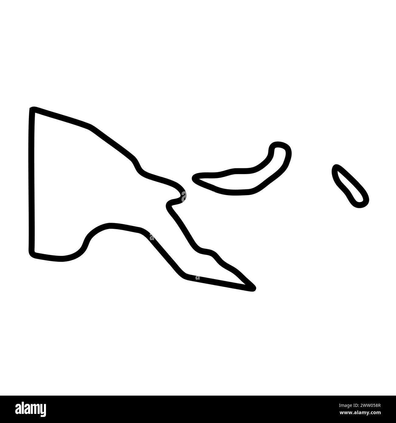 Papua New Guinea Country Simplified Map Thick Black Outline Contour Simple Vector Icon Stock