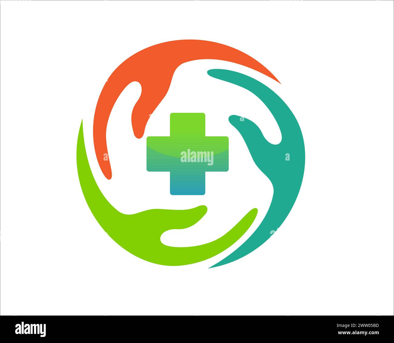 health care logo with three hand figure for medical protection logo ...