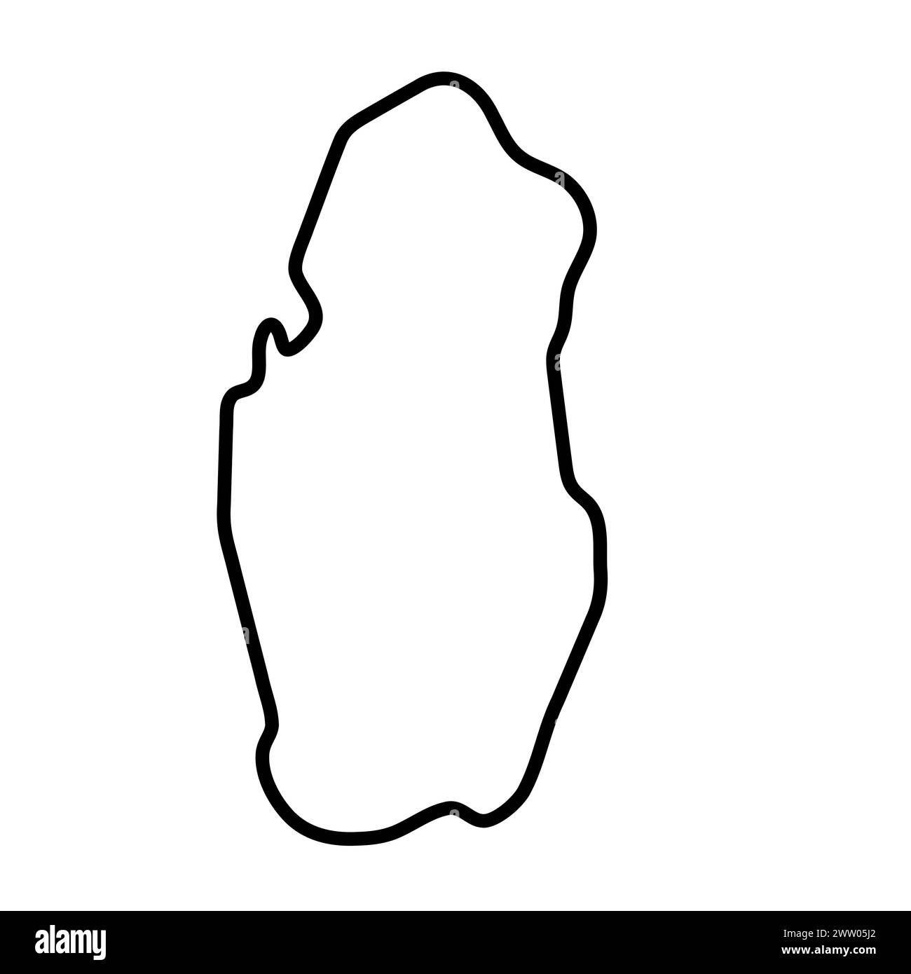 Qatar country simplified map. Thick black outline contour. Simple ...