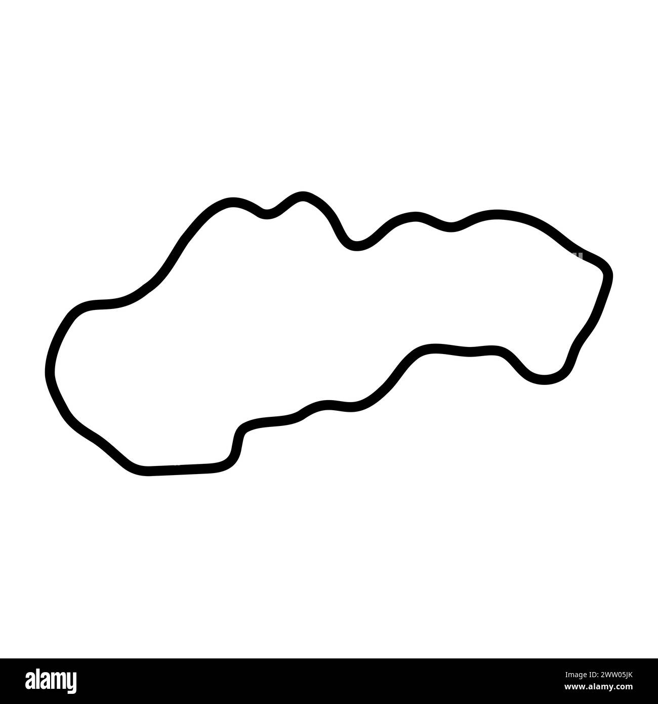 Slovakia country simplified map. Thick black outline contour. Simple ...