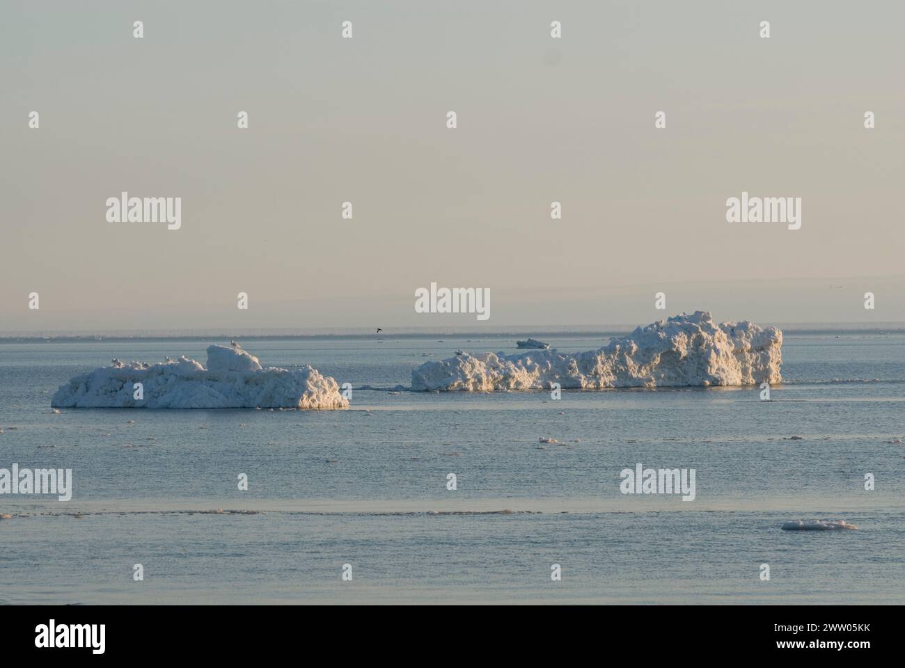 Seascape open lead rough pack ice over the Chukchi sea in springtime ...