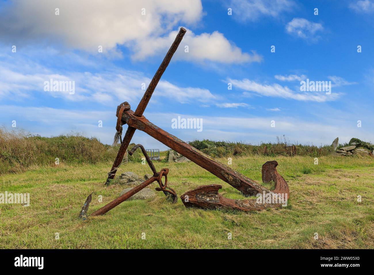 Two old rusty anchors in a field, Cornwall, England, UK Stock Photo - Alamy