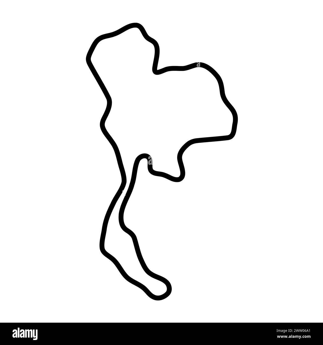 Thailand country simplified map. Thick black outline contour. Simple ...