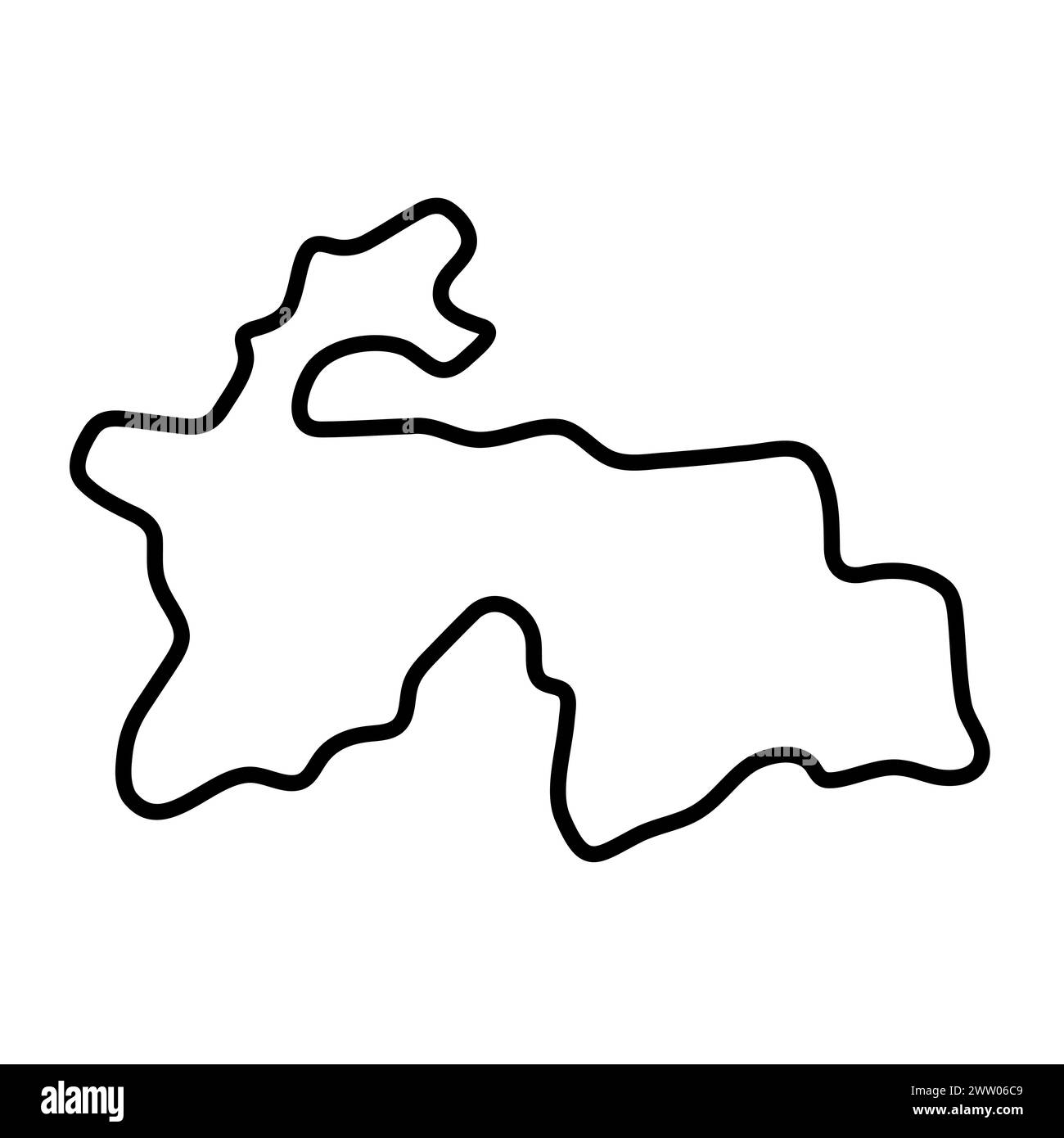 Tajikistan country simplified map. Thick black outline contour. Simple ...