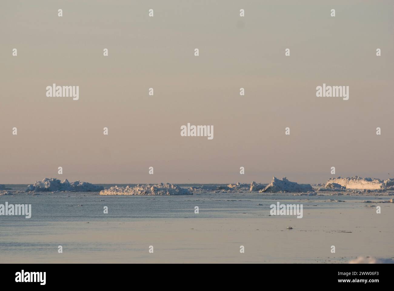 Seascape open lead rough pack ice over the Chukchi sea in springtime ...