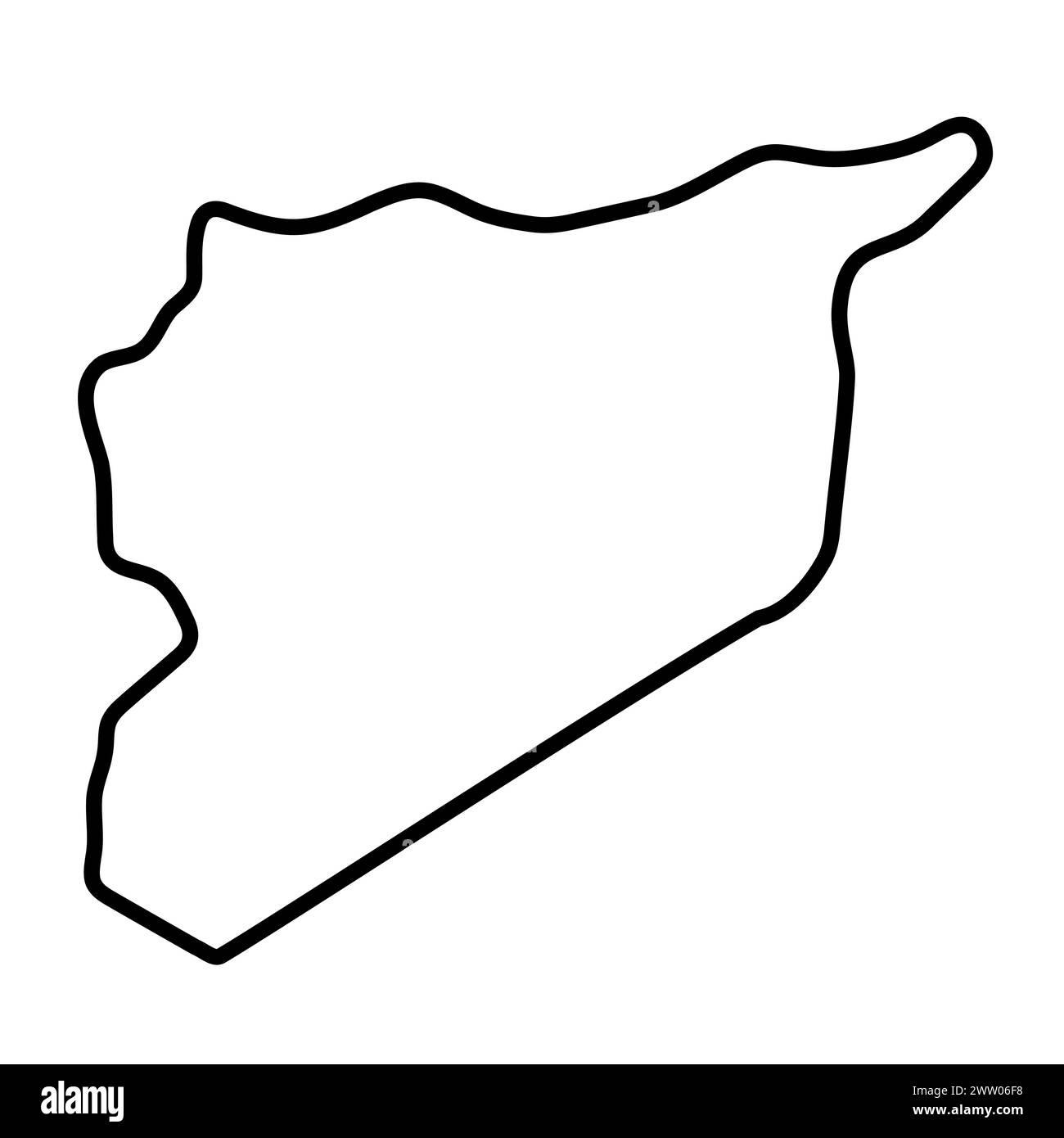 Syria country simplified map. Thick black outline contour. Simple ...