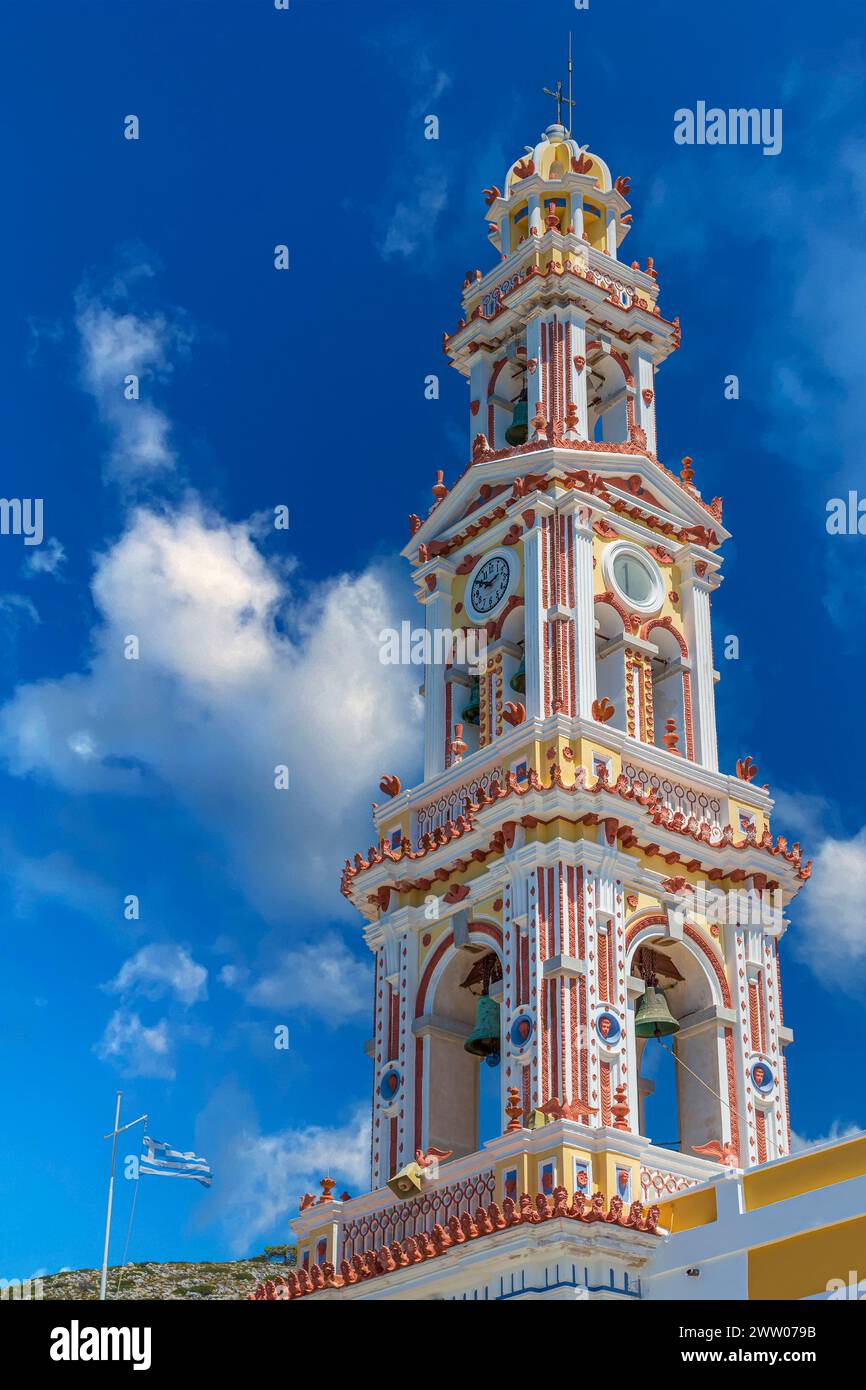 Bell tower of the Monastery of St. Archangel Michael of Panormitis ...