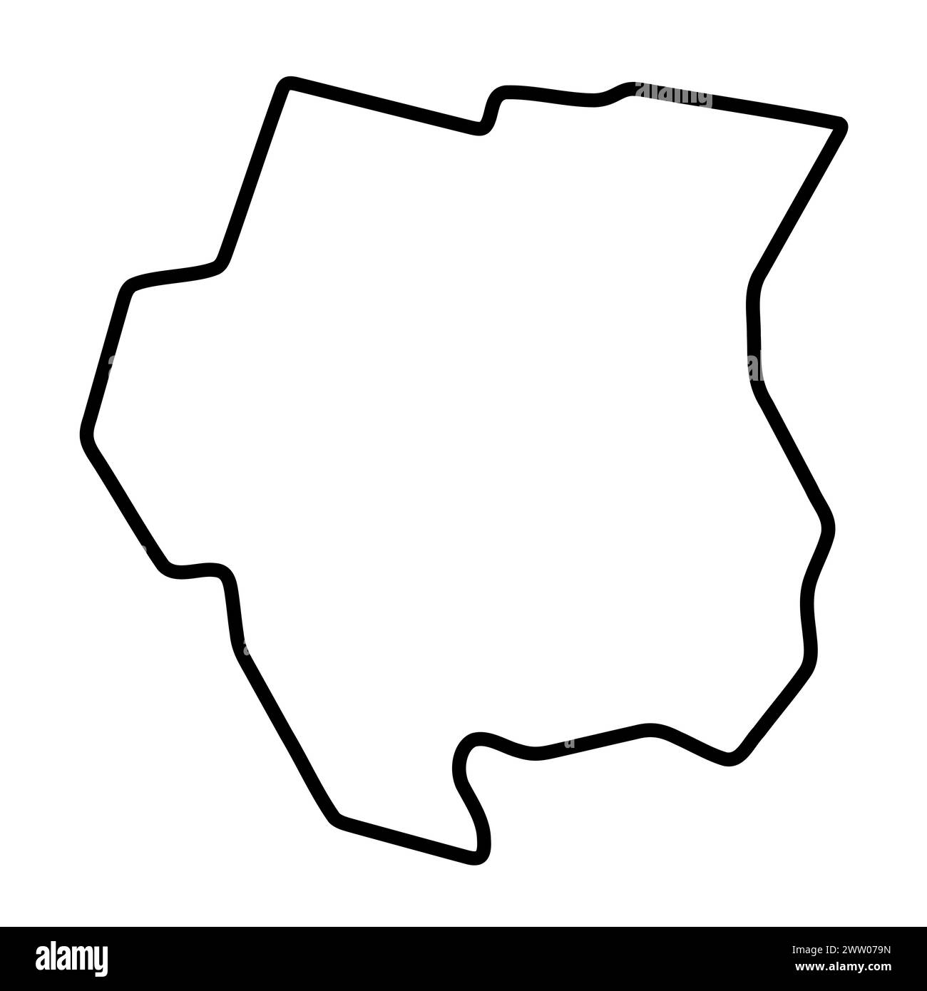 Suriname country simplified map. Thick black outline contour. Simple ...
