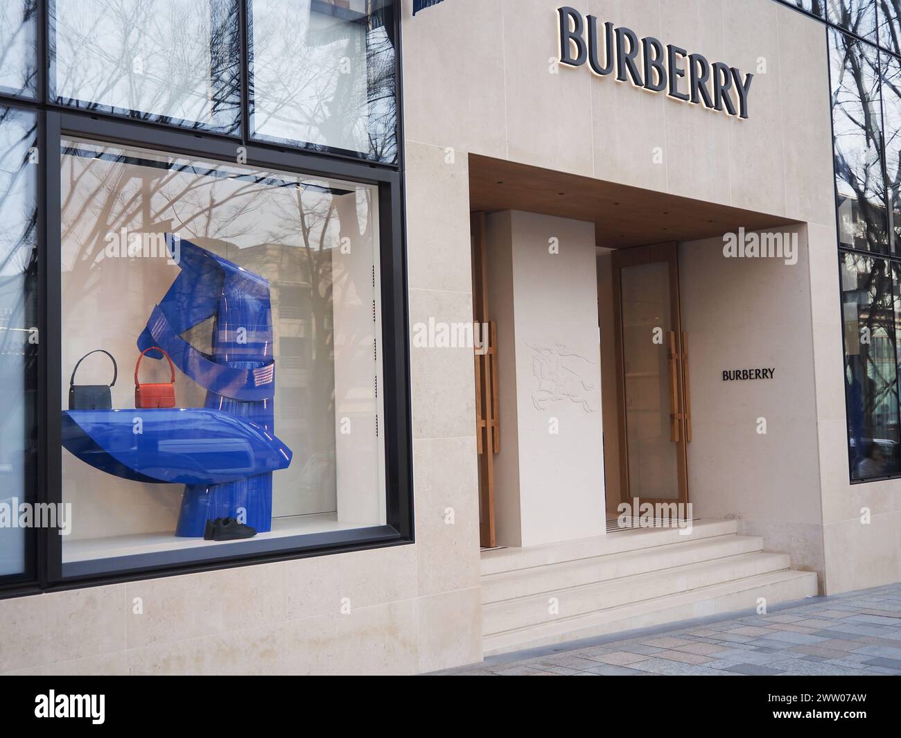 TOKYO, JAPAN - March 19, 2024: Display in the window of a Burberry ...
