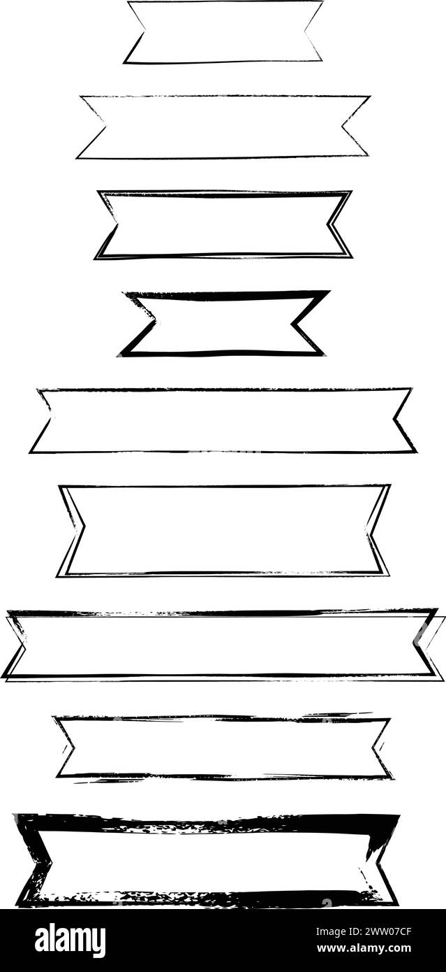 Ribbon banner, abstract rectangle label frame border in grunge texture ...