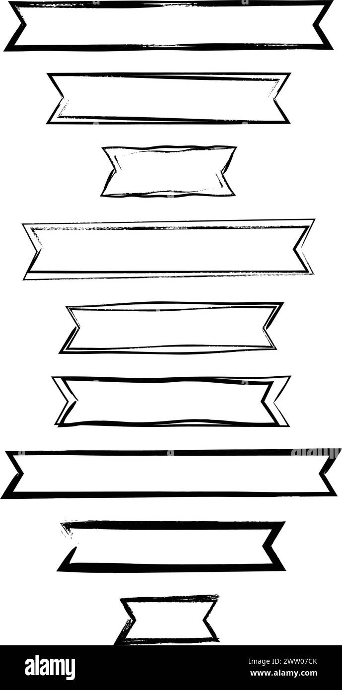 Ribbon banner, abstract rectangle label frame border in grunge texture ...