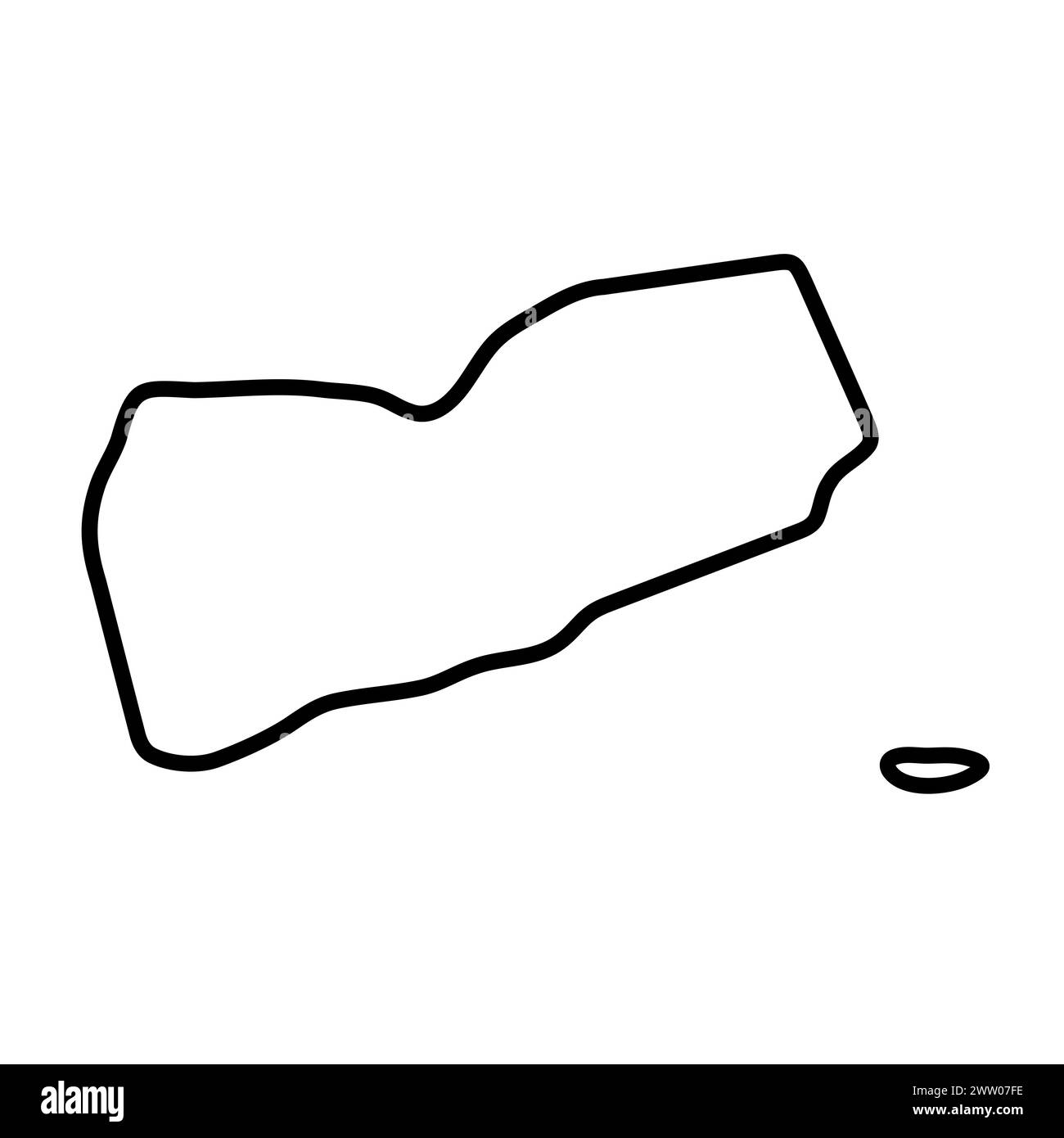 Yemen country simplified map. Thick black outline contour. Simple ...