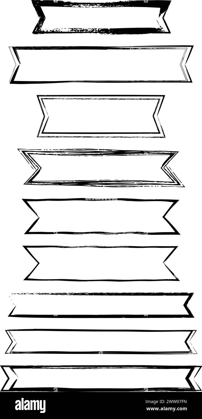 Ribbon banner, abstract rectangle label frame border in grunge texture ...