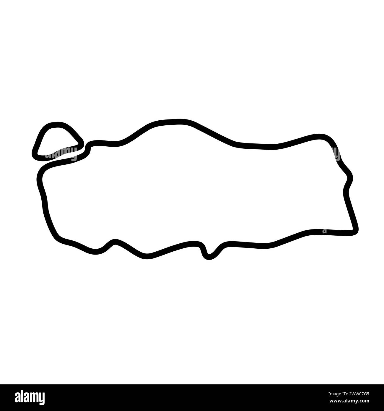 Turkey country simplified map. Thick black outline contour. Simple ...