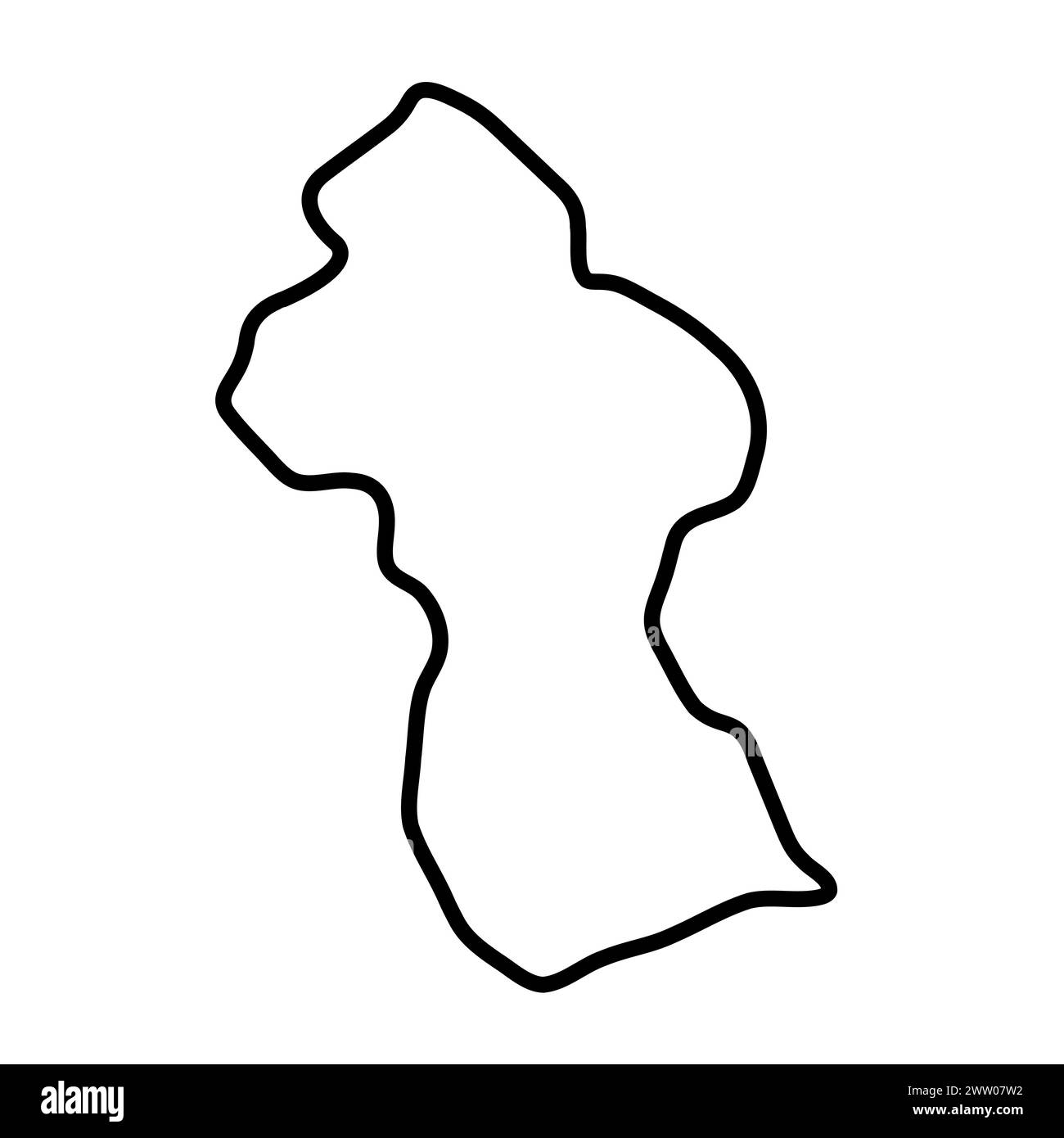 Guyana country simplified map. Thick black outline contour. Simple vector icon Stock Vector ...