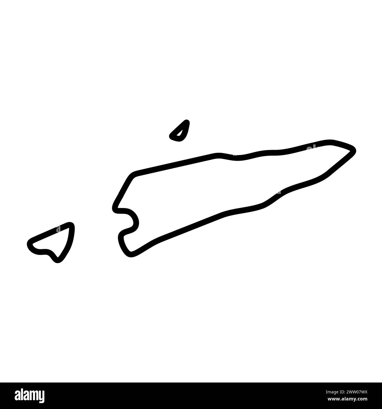 East Timor country simplified map. Thick black outline contour. Simple ...